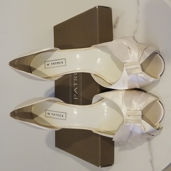 M. Patrick | Shoes | M Patrick Satin Champagne Peep Toe Heels | Poshmark